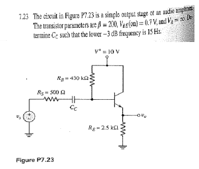 Solved The circuit in Figure P7.23 is a simple output stage | Chegg.com