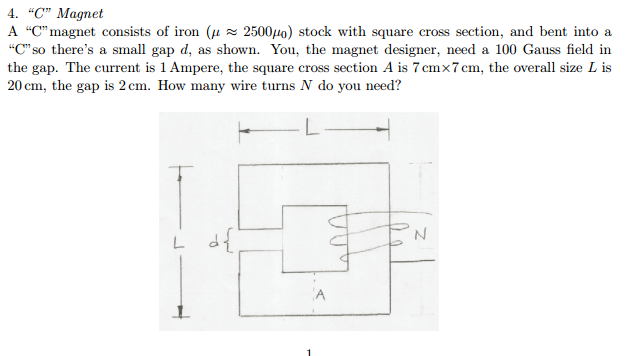 Solved "C" Magnet A "C" magnet consists of iron (mu | Chegg.com