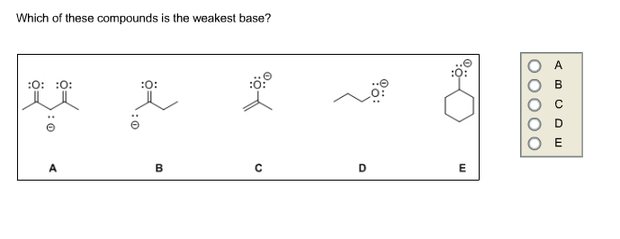 Solved Which of these compounds is the weakest base? | Chegg.com