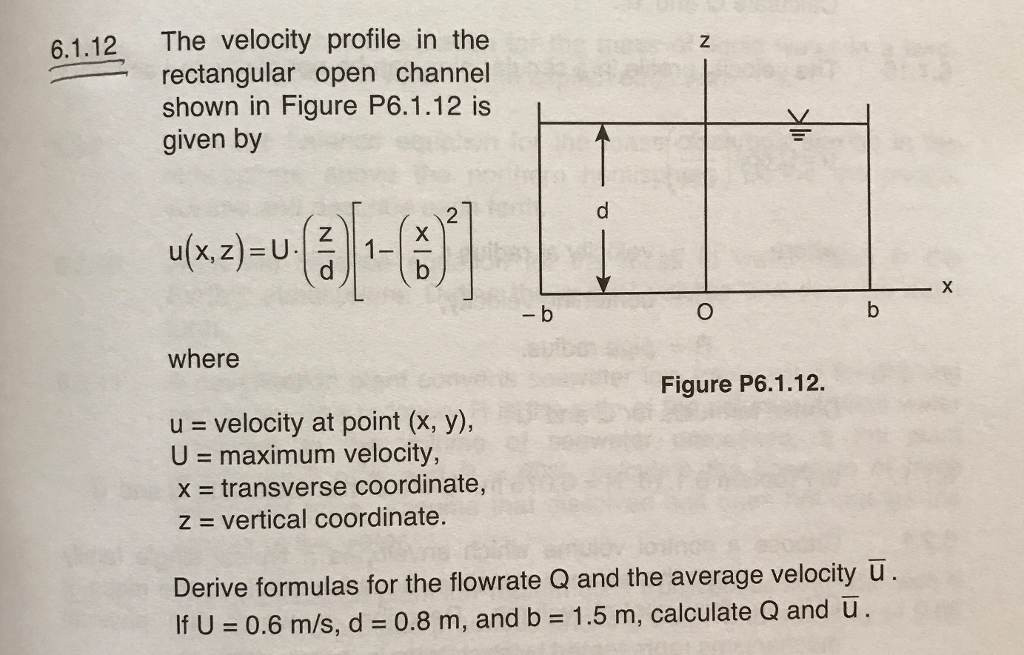 Solved The velocity profile in the rectangular open channel | Chegg.com