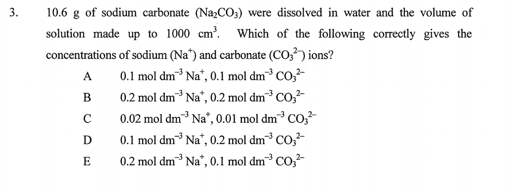 Solved 3 10 6 G Of Sodium Carbonate Na2co3 Were Dissolved