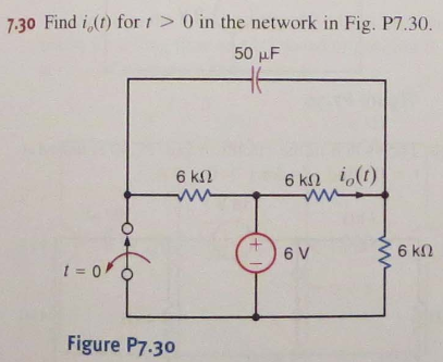 Solved Find i0(t) for t > 0 in the network in Fig. P7.30. | Chegg.com
