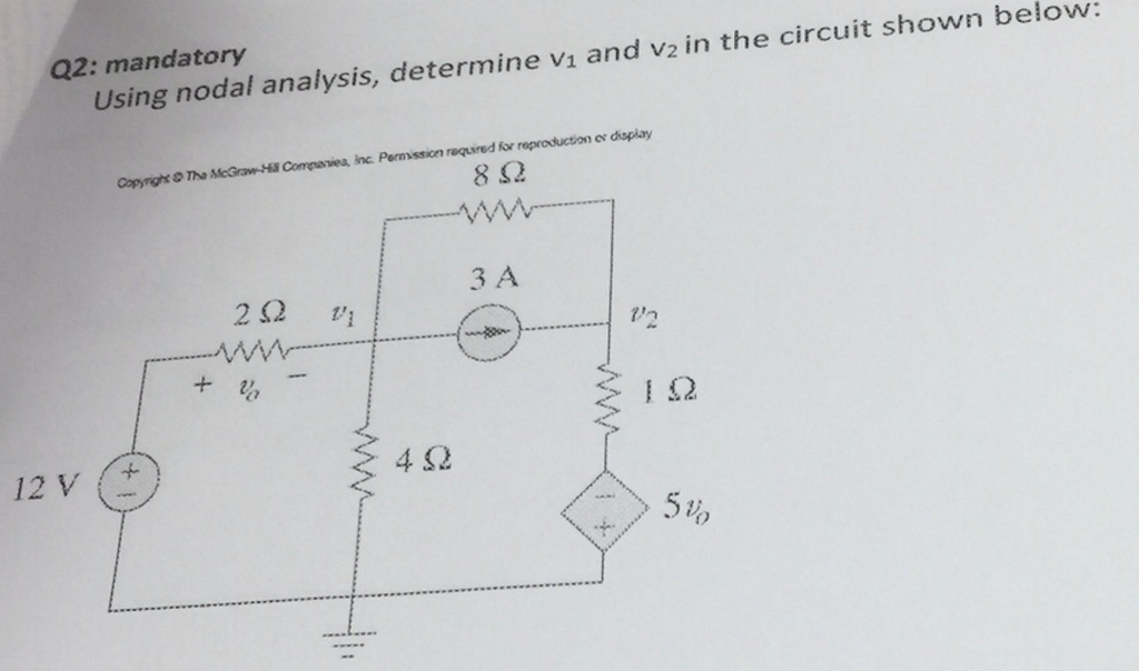 Solved Q2: mandatory Using nodal analysis, determine vi and | Chegg.com