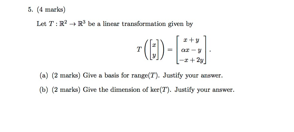Solved Let T: R^2 rightaarrow R^3 be a linear transformation | Chegg.com