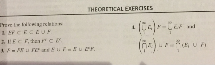 Solved Prove the following relations: EF subsetof E | Chegg.com
