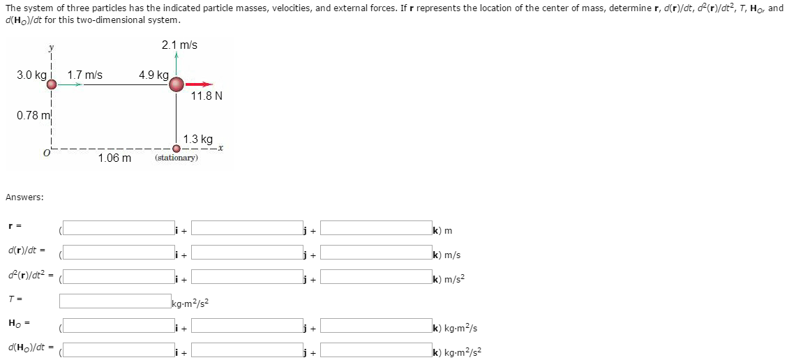 The system of three particles has the indicated | Chegg.com