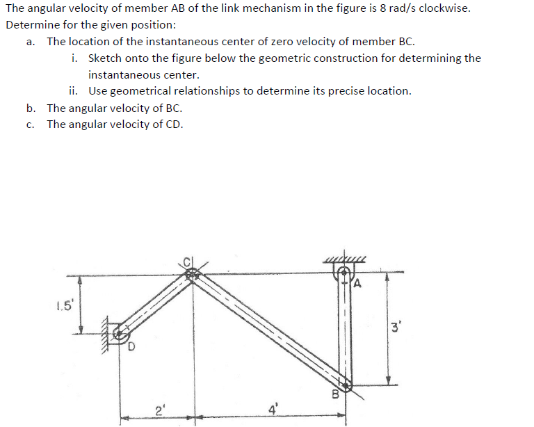 Solved The angular velocity of member AB of the link | Chegg.com