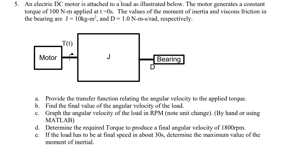 Solved 5. An electric DC motor is attached to a load as | Chegg.com