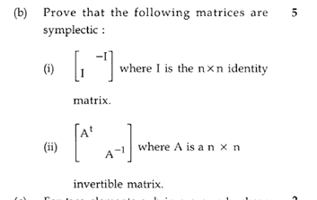 Solved Prove that the following matrices are symplectic: | Chegg.com