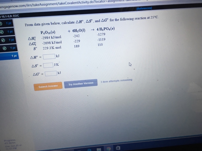 Solved From data given below, calculate delta H^degree, | Chegg.com