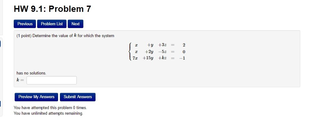 Solved Determine The Value Of K For Which The System {x
