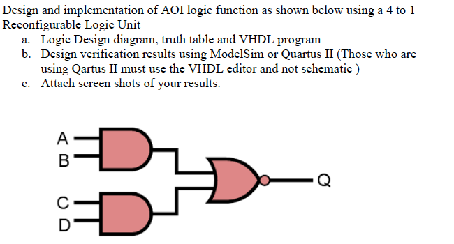 Solved Design and implementation of AOI logic function as | Chegg.com