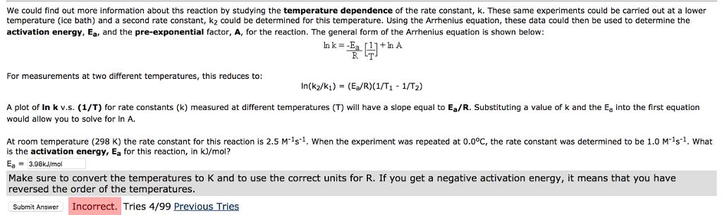 Solved At room temperature (298 K) the rate constant for | Chegg.com