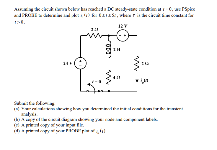 Solved Assuming the circuit shown below has reached a DC | Chegg.com