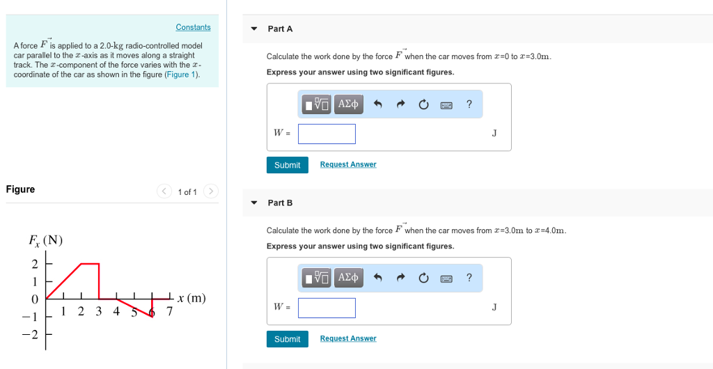 Solved Constants ? Part A A force F is applied to a 2.0-kg | Chegg.com