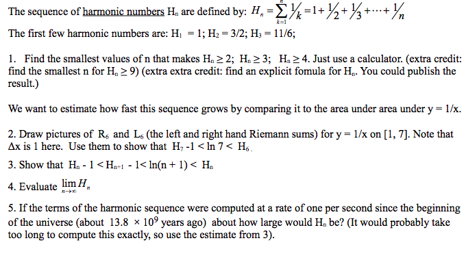 Solved The sequence of harmonic numbers H, are defined by: | Chegg.com