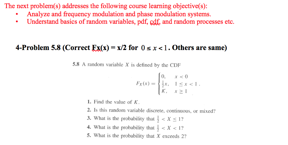 Solved A random variable X is defined by the CDF F_X(x) = | Chegg.com