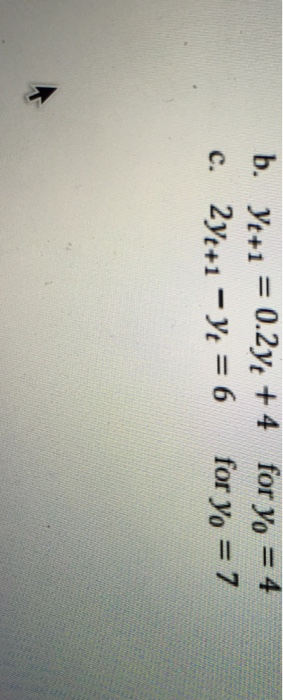 yt + 1 = 0.2yt + 4 for y0 = 4 2yt + 1 - yt = 6 for | Chegg.com