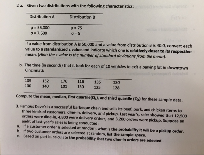 Solved Given two distributions with the following | Chegg.com