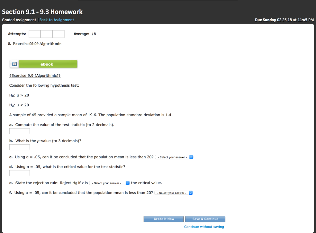 Solved Section 9.1-9.3 Homework Graded Assignment | Back to | Chegg.com