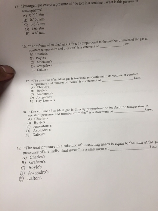 Solved Hydrogen gas exerts a pressure of 466 torr in a | Chegg.com