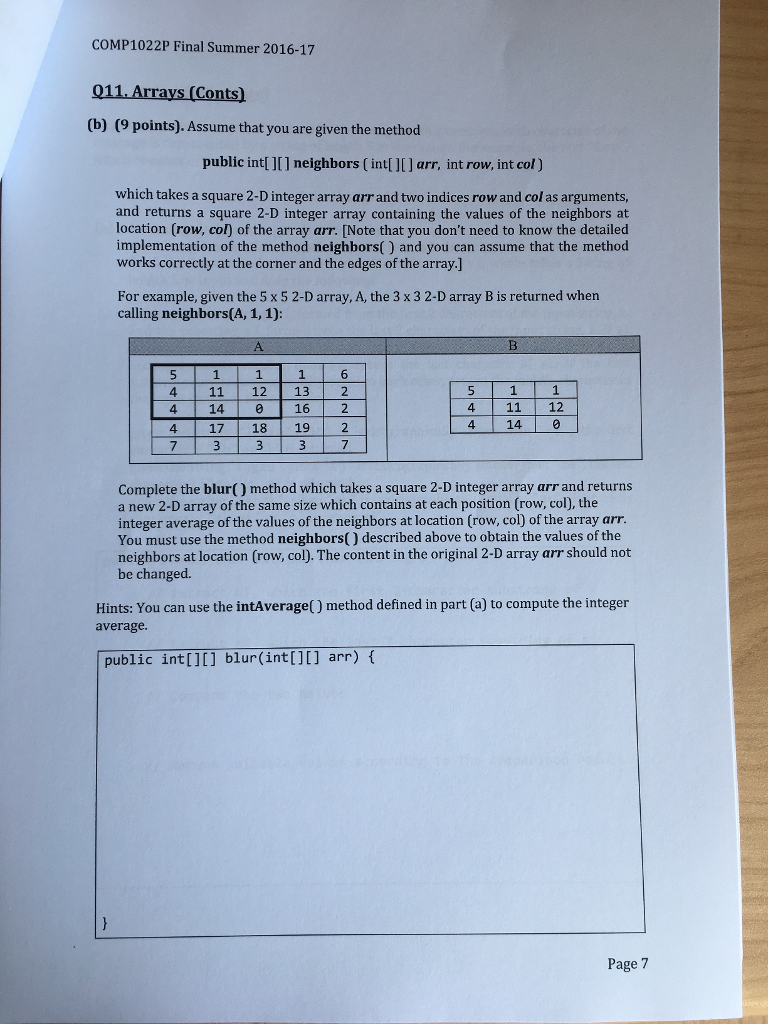Solved COMP1022P Final Summer 2016-17 011. Arrays (Conts) | Chegg.com