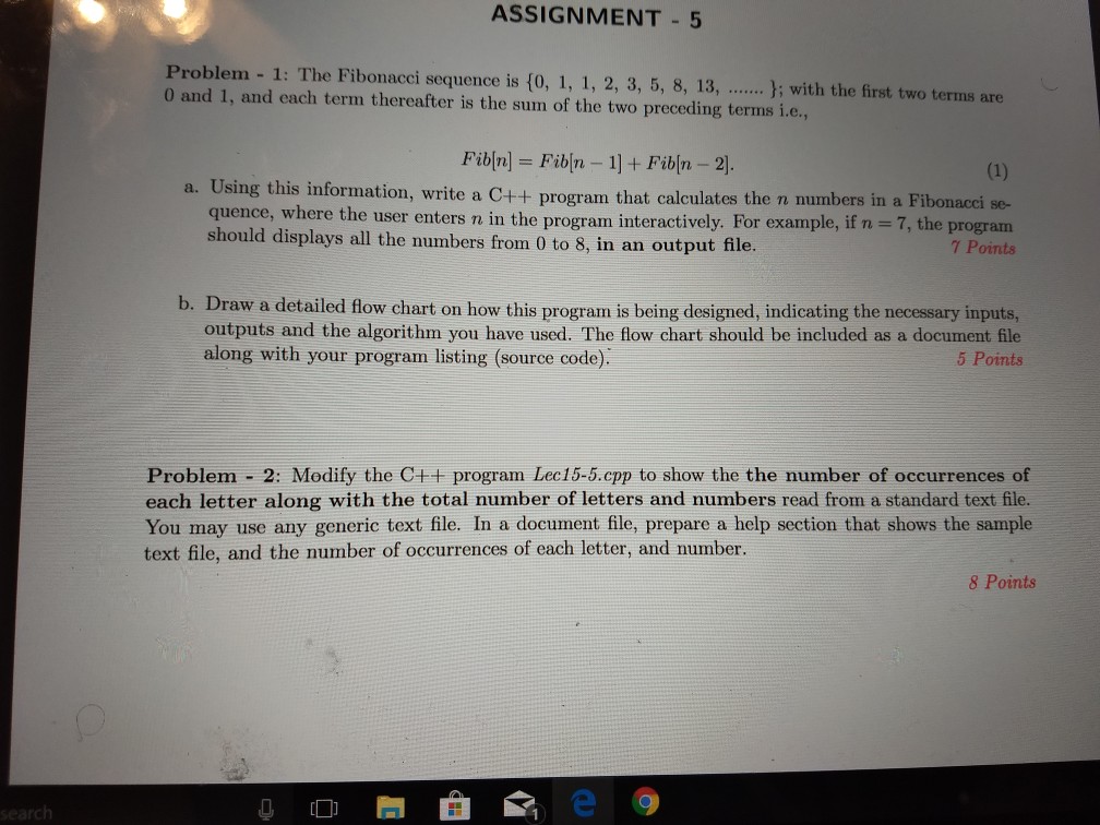 Solved ASSIGNMENT -5 Problem - 1: The Fibonacci sequence is | Chegg.com