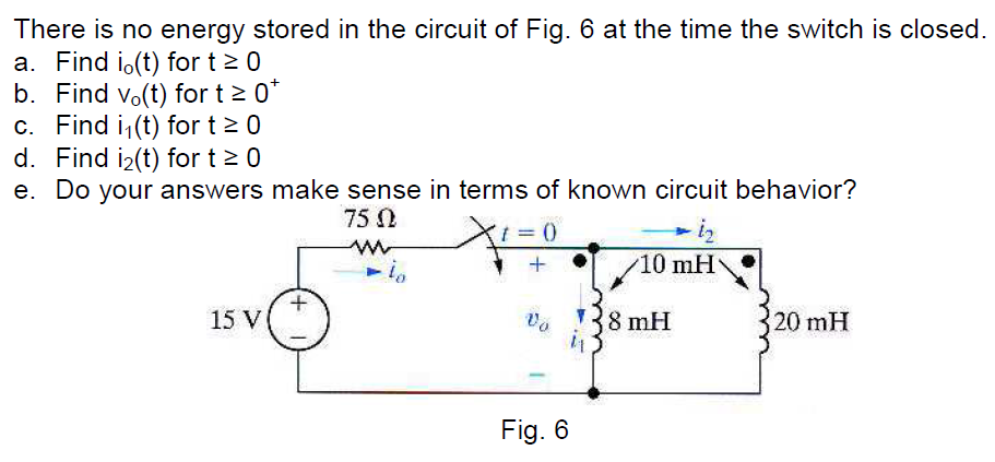 Solved There is no energy stored in the circuit of Fig. at | Chegg.com