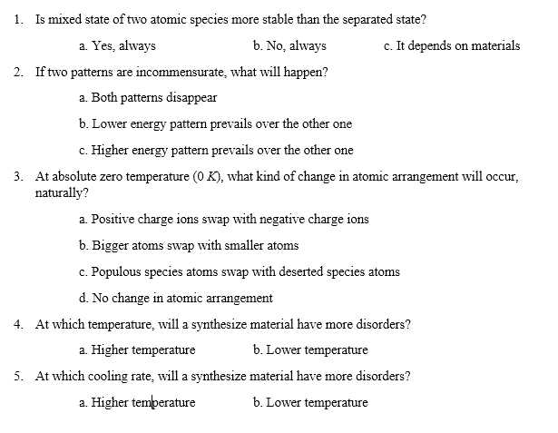 Solved 1. Is mixed state of two atomic species more stable | Chegg.com