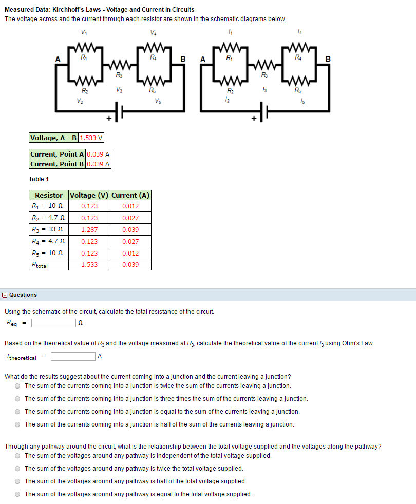 Solved The voltage across and the current through each | Chegg.com