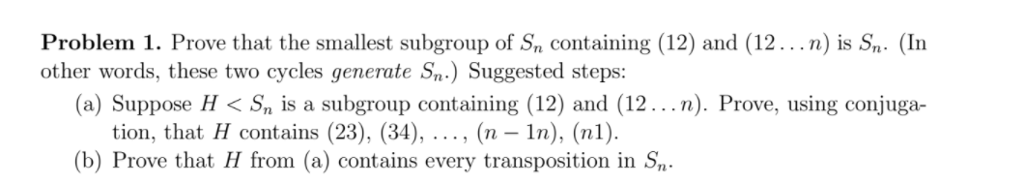 Solved Prove that the smallest subgroup of Sn containing | Chegg.com