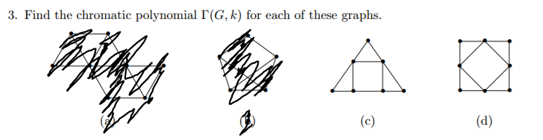 Solved Find the chromatic polynomial gamma (G, k) for each | Chegg.com