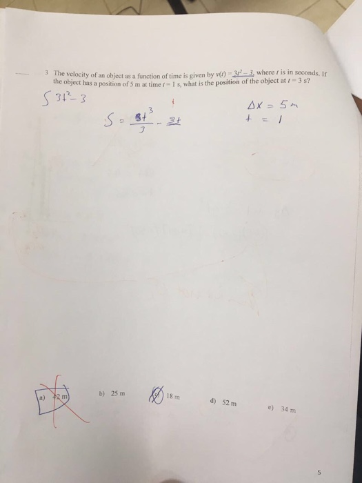 Solved The Velocity Of An Object As A Function Of Time Is