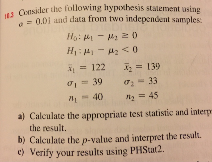 Solved Consider the following hypothesis statement using | Chegg.com