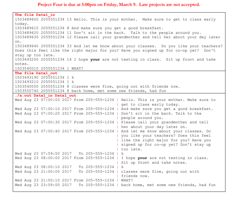 Solved CS 100 Project Four - Spring 2018 files. The first | Chegg.com