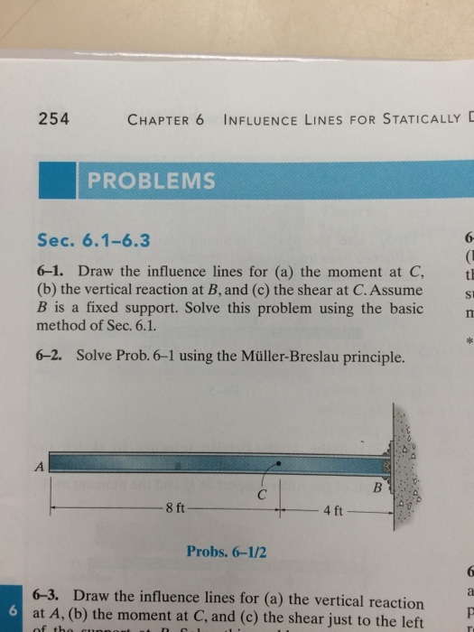 Solved 6-1. Draw the influence lines for (a) the moment at | Chegg.com Solved 6-1. Draw the influence lines for (a) the moment at | Chegg.com