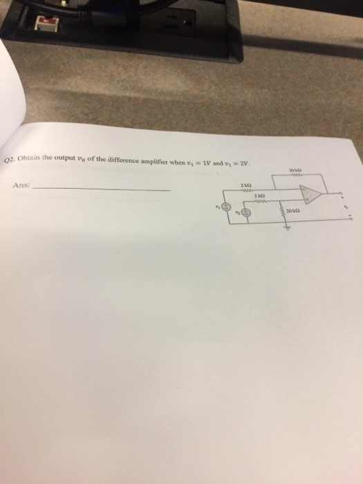 Solved Obtain the output v0 of the difference amplifier when | Chegg.com
