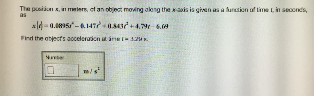 Solved The position x, in meters, of an object moving along | Chegg.com