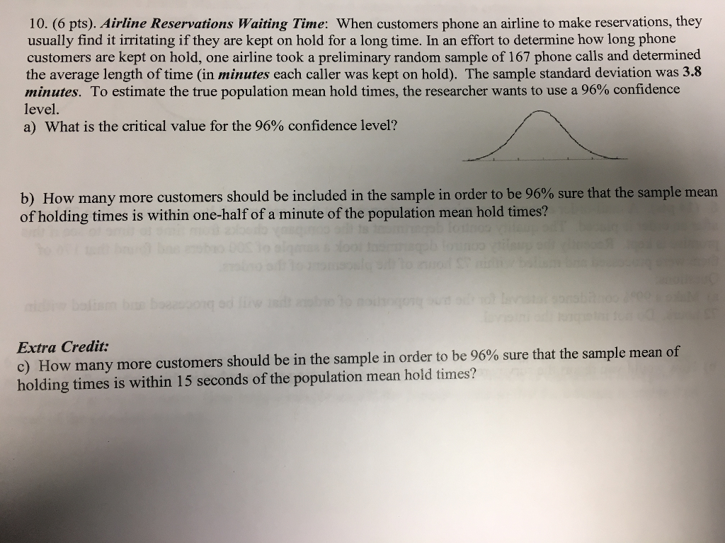 Solved Airline Reservations Waiting Time: When customers | Chegg.com