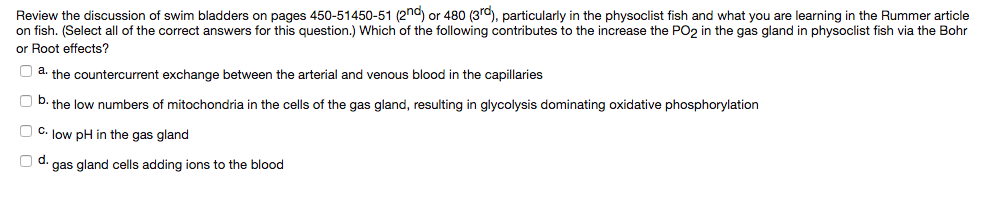 Solved Review the discussion of swim bladders on pages | Chegg.com