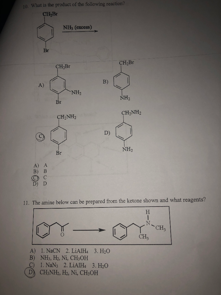 Solved 10. What is the product of the following reaction? | Chegg.com