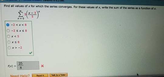 Solved Find all values of x for which the series converges. | Chegg.com