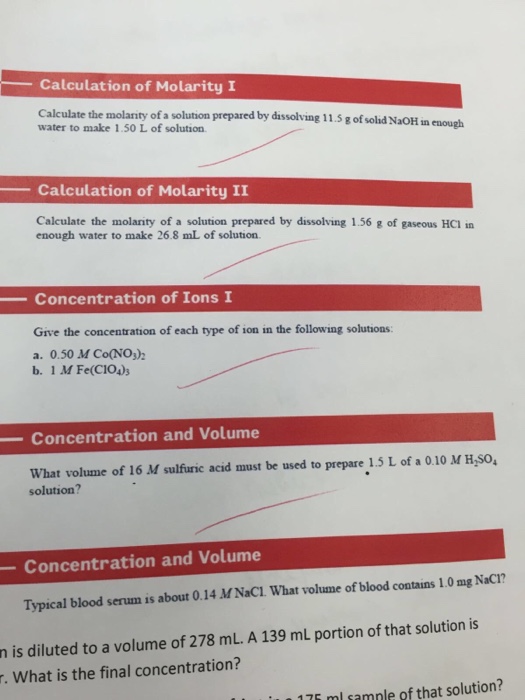 Solved Calculate the molarity of a solution prepared by | Chegg.com