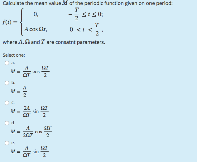 Solved Calculate the mean value M of the periodic function | Chegg.com