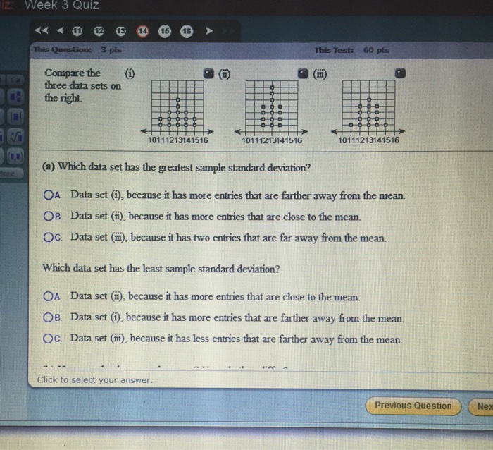 Solved Which data set has the greatest sample standard | Chegg.com