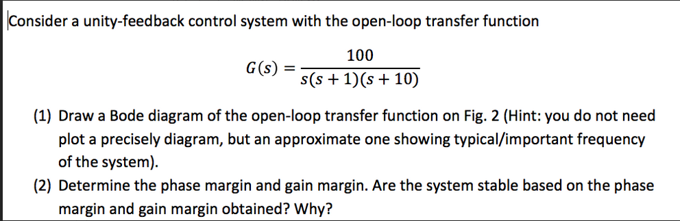 Solved Consider a unity-feedback control system with the | Chegg.com
