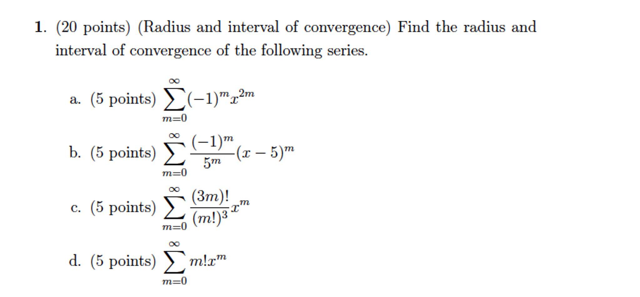 Solved Find the radius and interval of convergence of the | Chegg.com