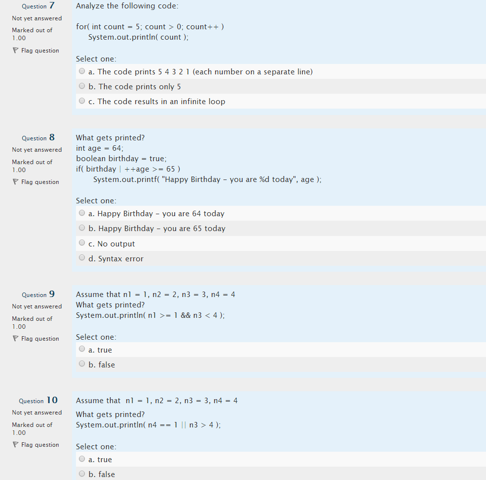 Solved Analyze the following code: For( int count = 5; count | Chegg.com Solved Analyze the following code: For( int count = 5; count | Chegg.com