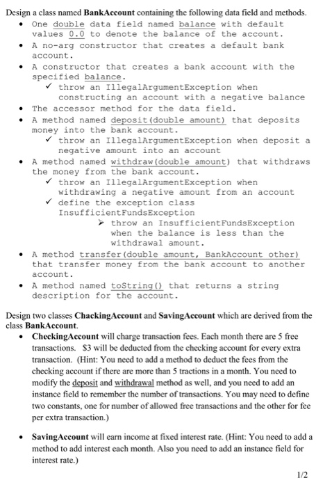 Solved Design a class named BankAccount containing the | Chegg.com