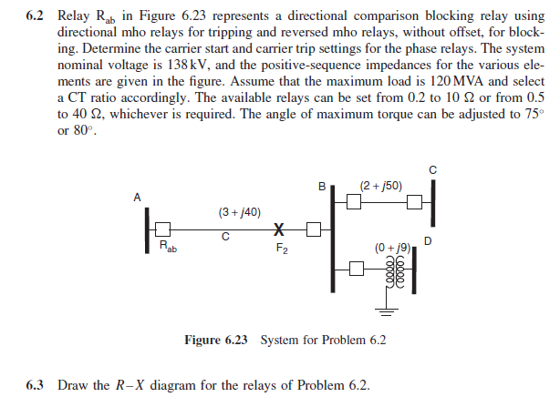 Solved 6.2 Relay Ra in Figure 6.23 represents a directional | Chegg.com
